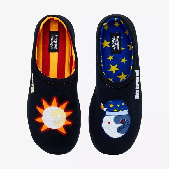 Shoes | Black Moon Slippers With Sun And Moon Design | Poshmark